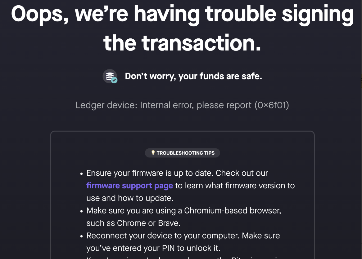 Ledger troubleshooting